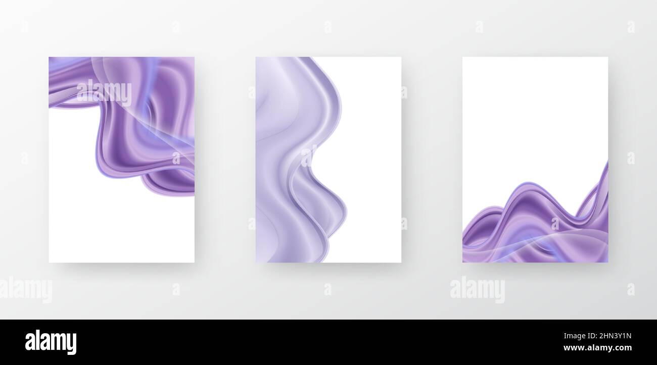 Set of three templates with transparent flow wave. Template design for ...