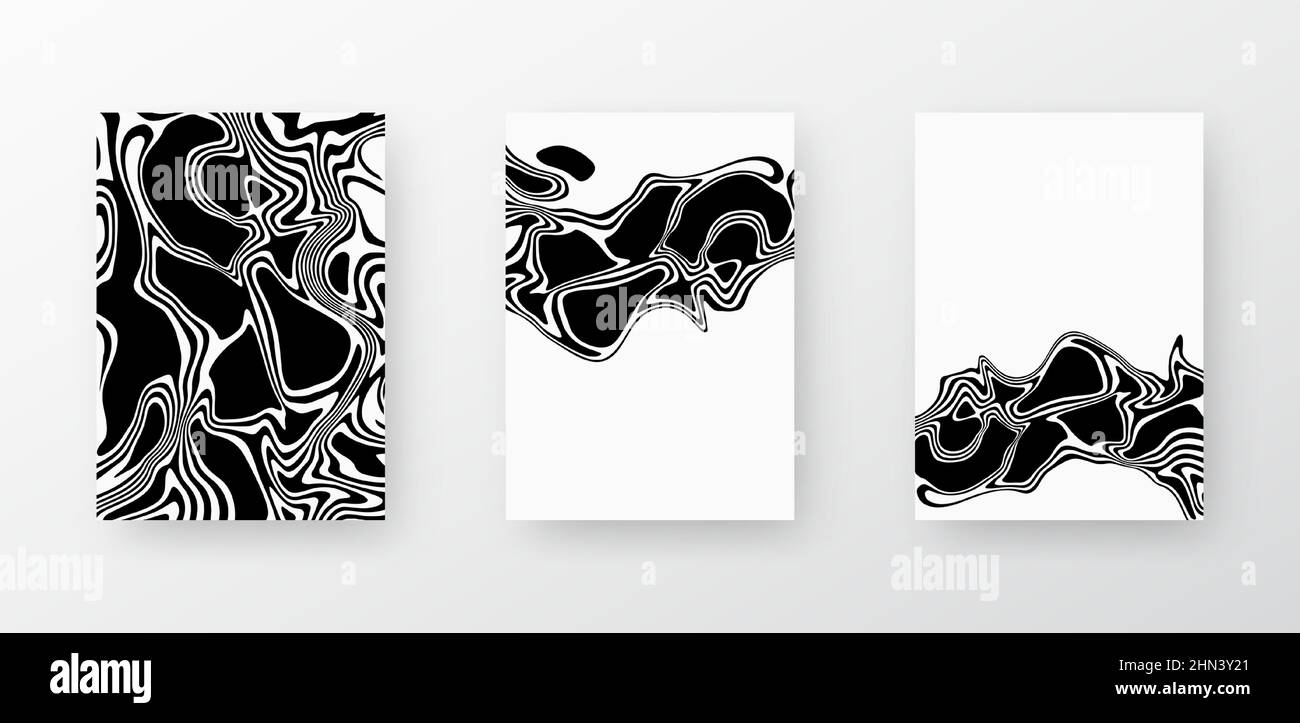 Template set. Liquid cover black-white background. Template design ...