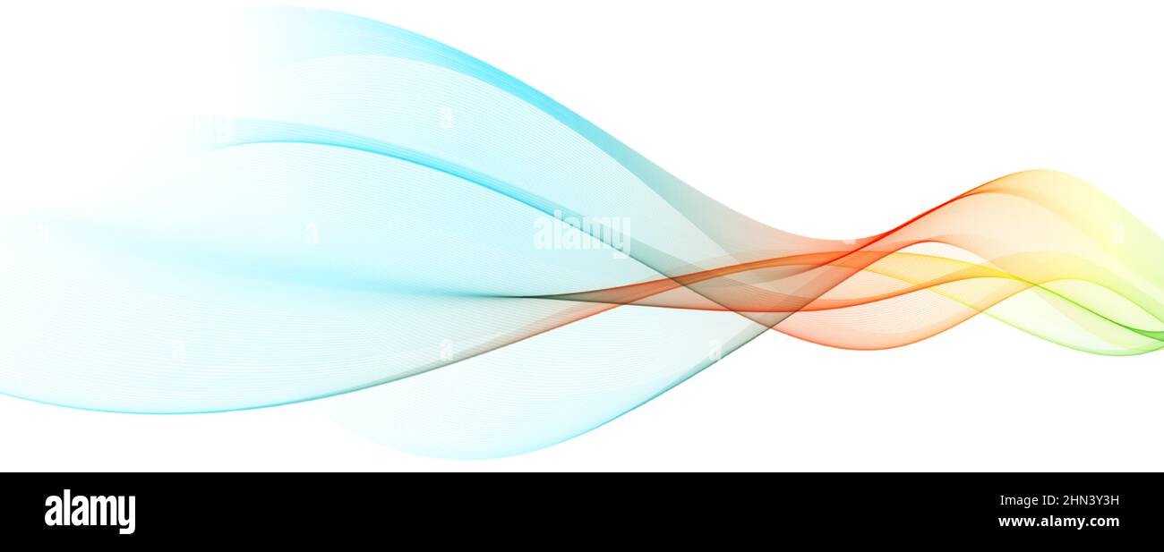 Abstract transparent flow of colored lines in the form of a wave.Design ...