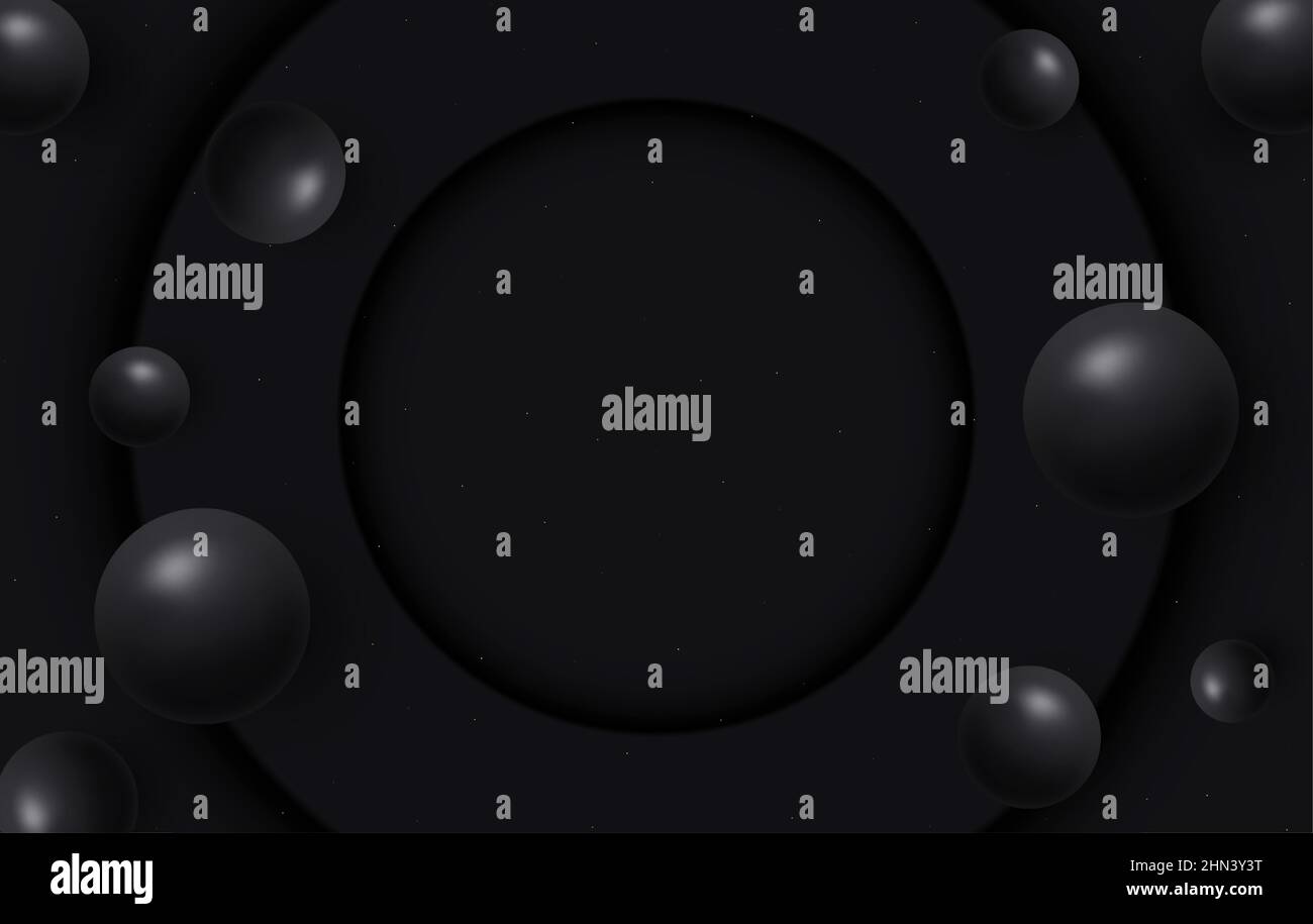 Flowing black spheres. Vector abstract background with geometric shapes ...
