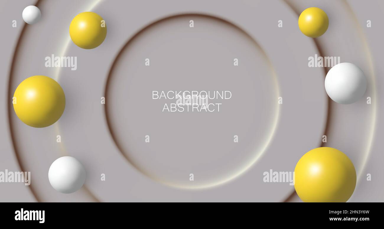 Flowing white and yellow spheres. Vector abstract background with ...