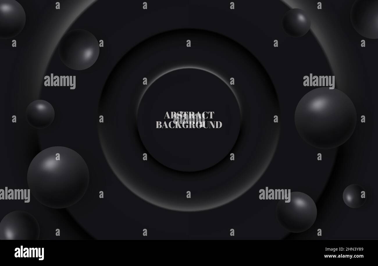 Flowing black spheres. Vector abstract background with geometric shapes ...