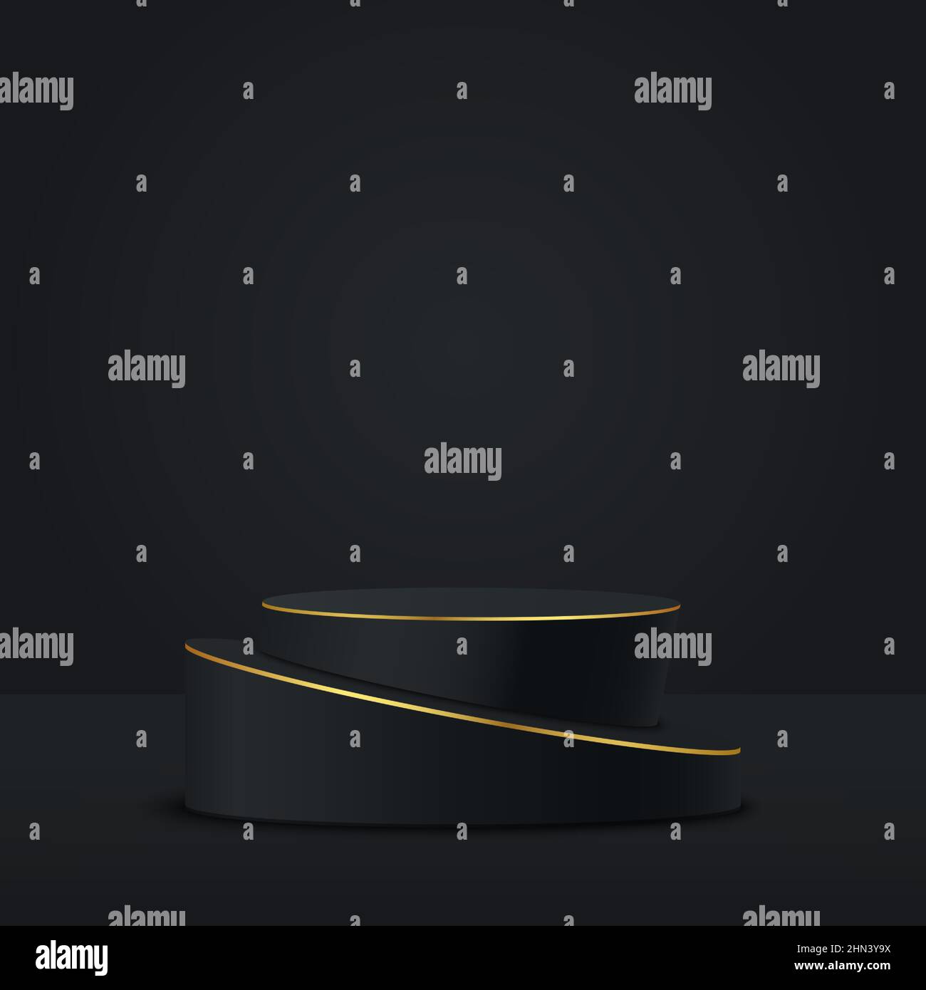 3D abstract studio room with pedestal. black geometric platform with ...