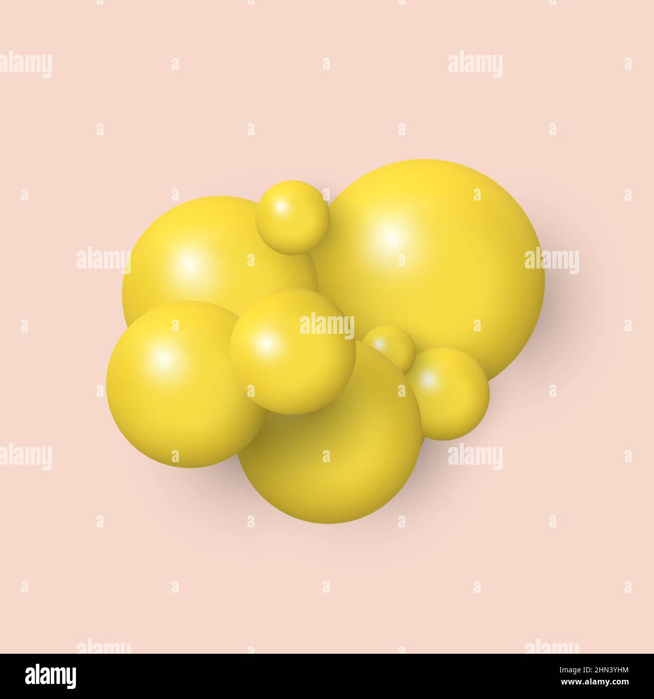 Vector 3d template. Yellow spheres.Abstract sphere background Stock ...