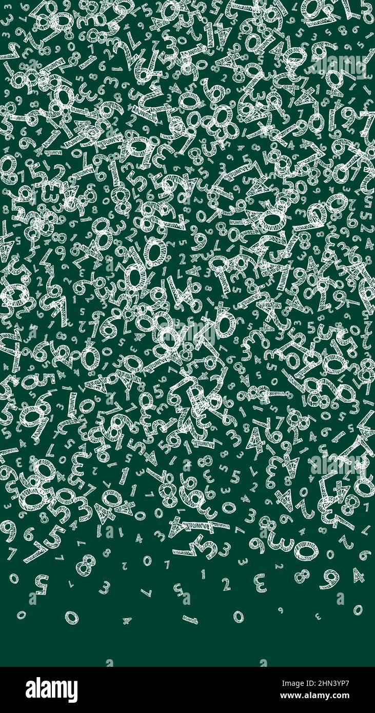 Falling childish chalk numbers. Math study concept with flying digits ...
