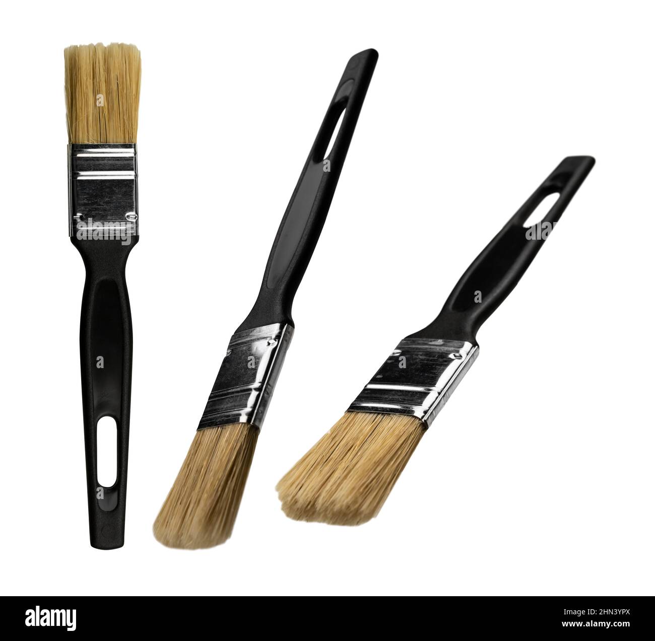 Paint brush in different angles on a white background Stock Photo - Alamy