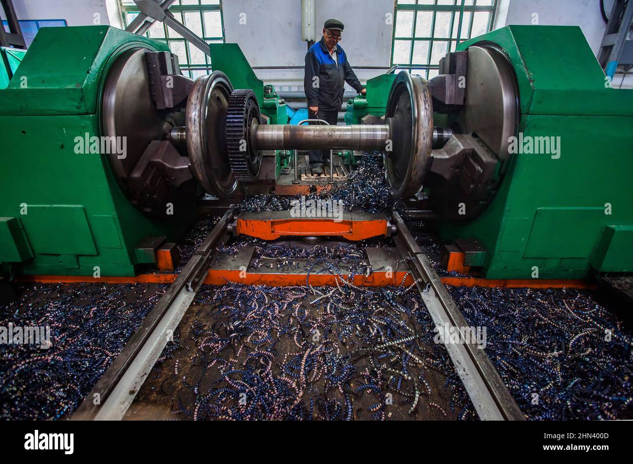 Kazaly, Kazakhstan - May 02, 2012: Locomotive repair plant. Operator ...