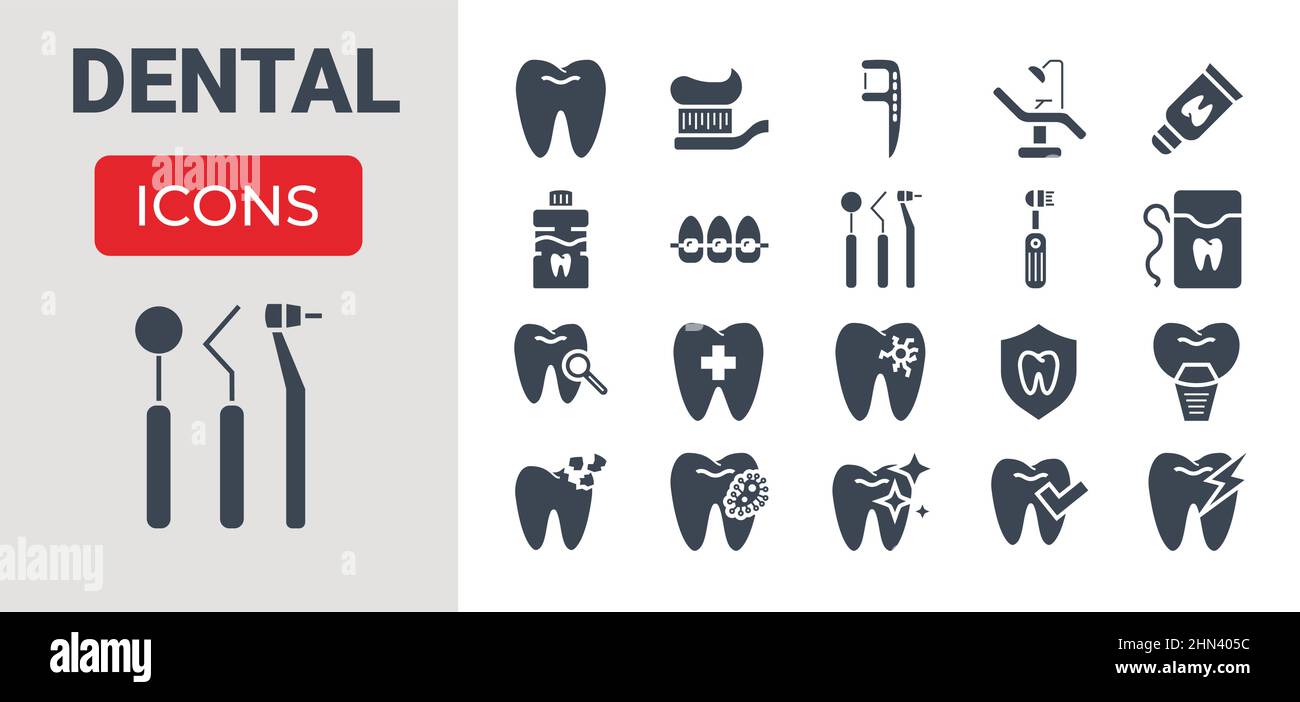 Dental Icons Set Stock Vector Image & Art - Alamy