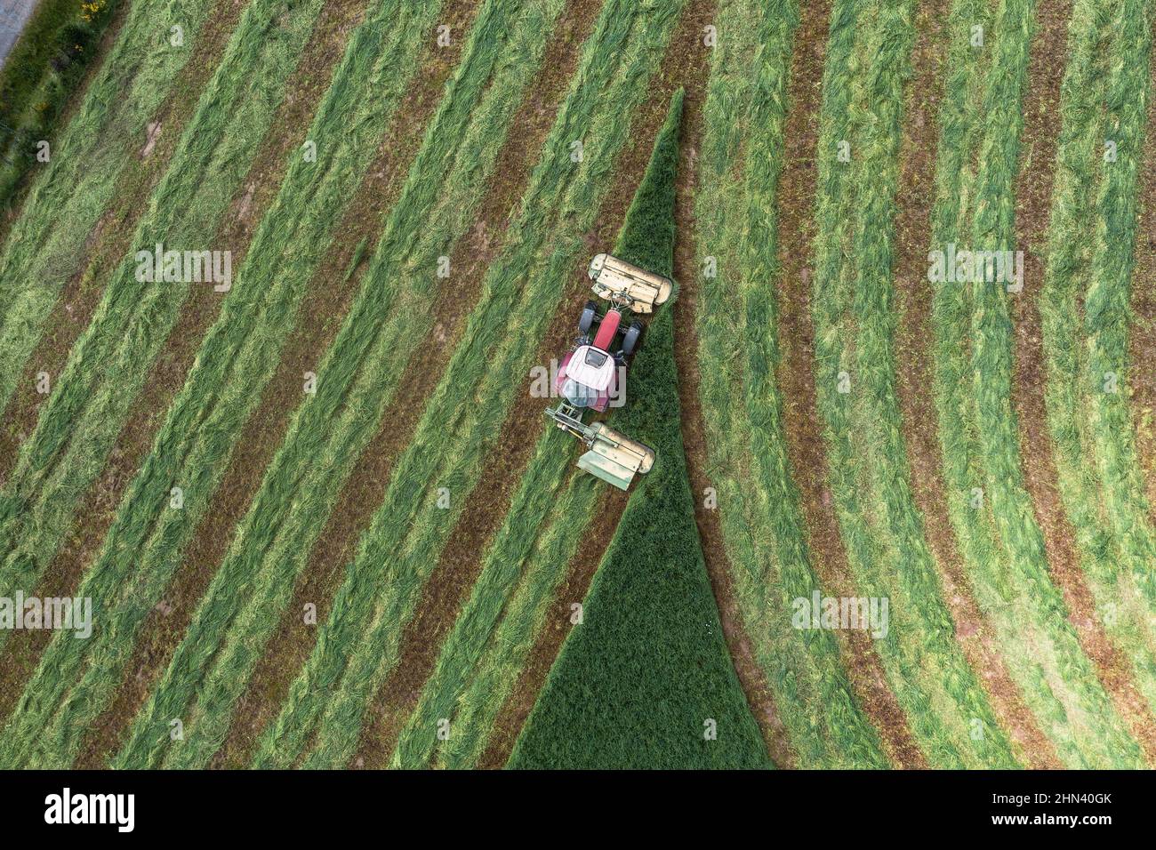 Aerial image tractor hay hi-res stock photography and images - Alamy