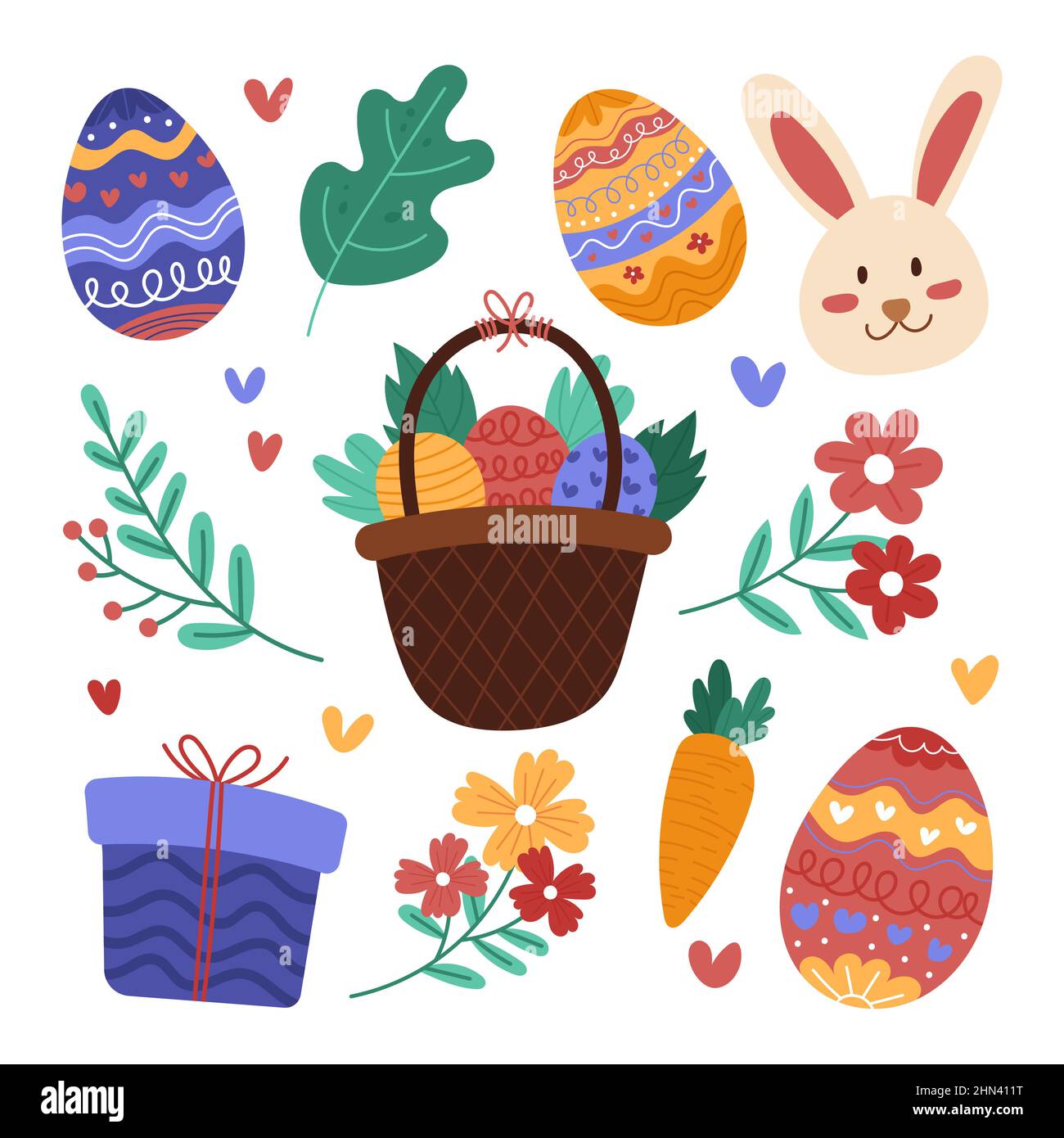 Hand drawn easter cliparts collection Vector illustration Stock Vector ...