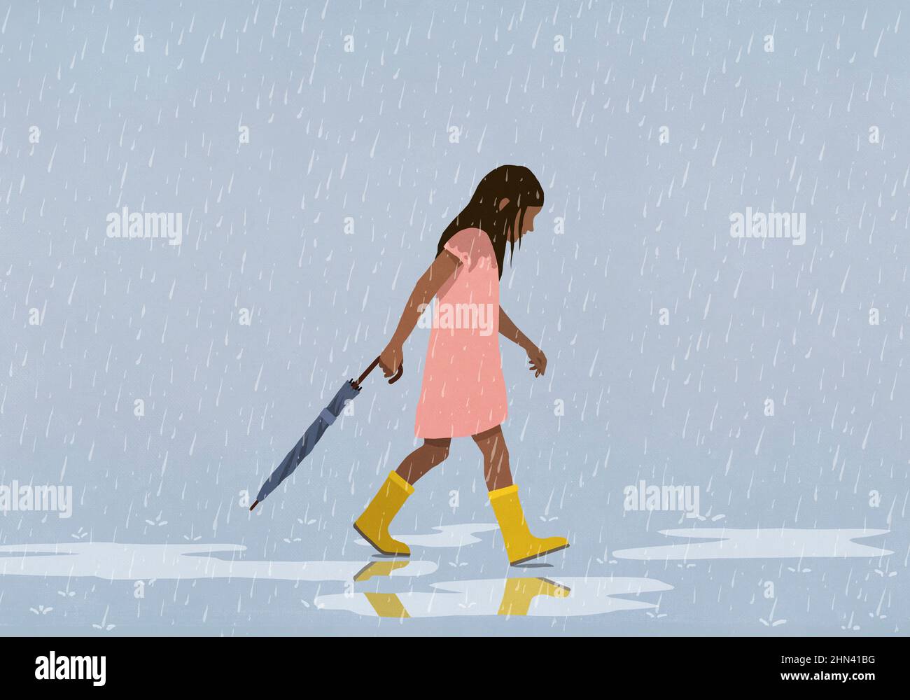 Umbrella walking looking down holding hi-res stock photography and ...