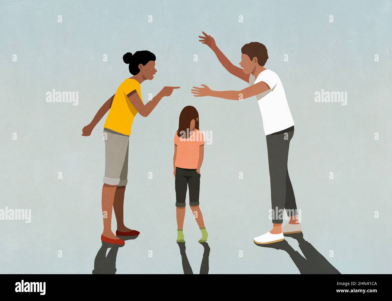 Parents arguing over sad daughter Stock Photo - Alamy