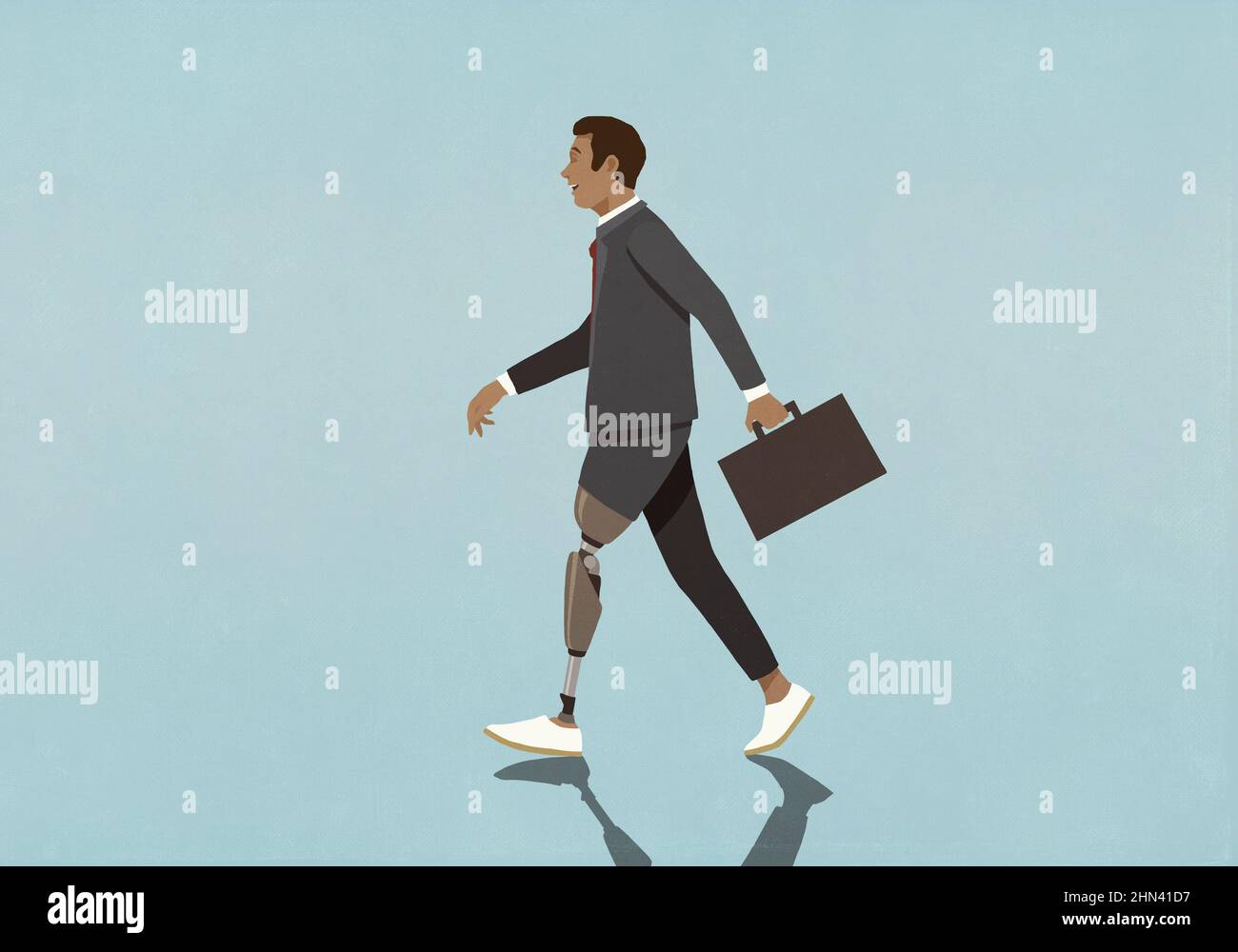 Businessman with prosthetic leg walking with briefcase Stock Photo - Alamy