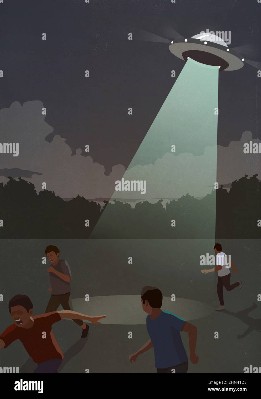 People Running From Alien