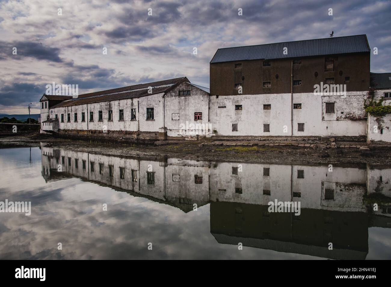 Spectral Vartry River in Wicklow town industrial port with old harbour ...