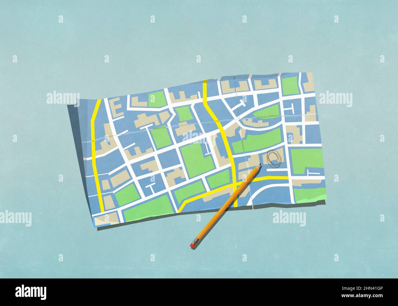 Pencil drawing circle on map Stock Photo - Alamy