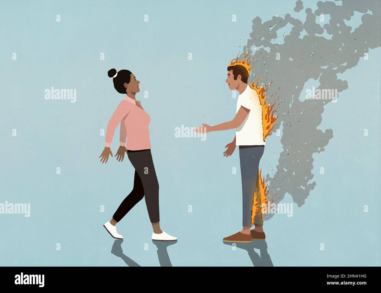 Woman face shock fire hi-res stock photography and images - Alamy