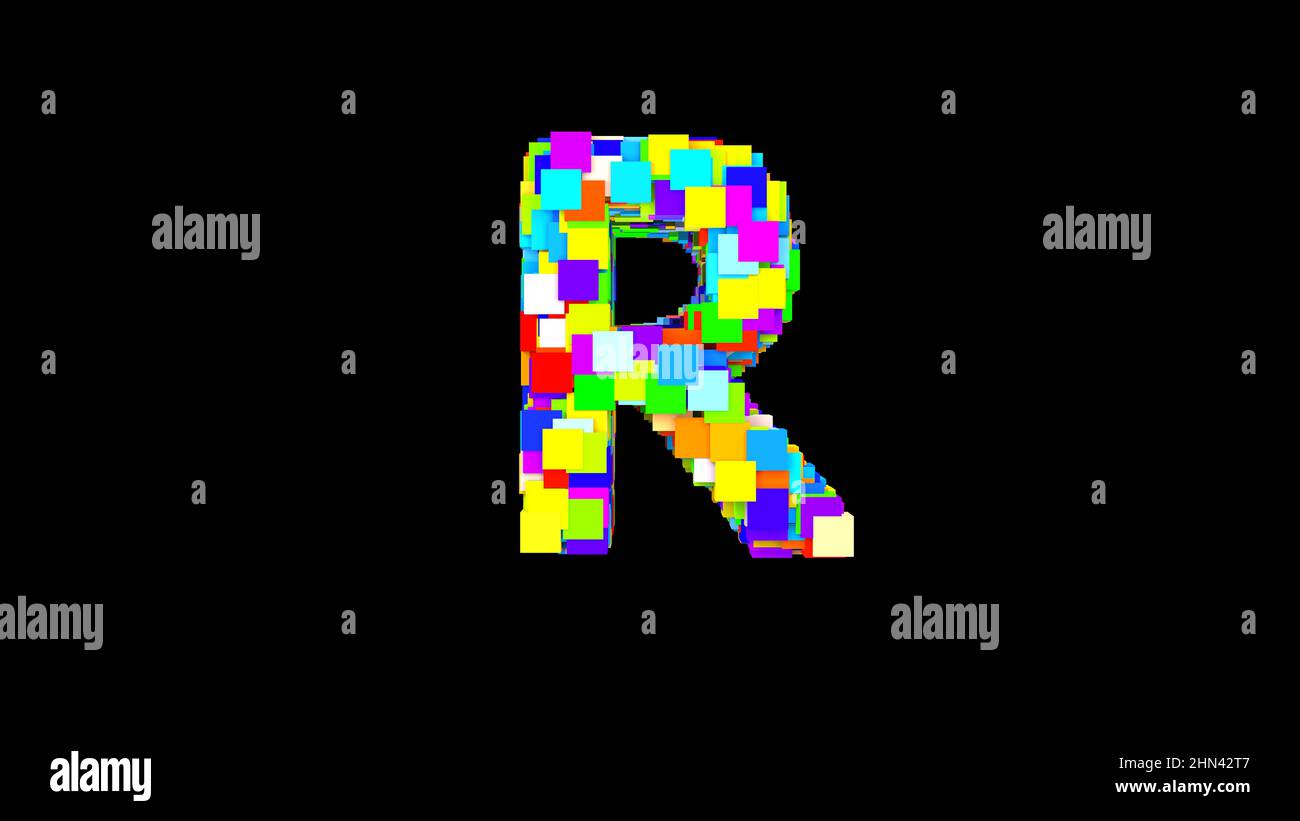 Letter R. 3D Bright colored uppercase large letter of the alphabet R on ...
