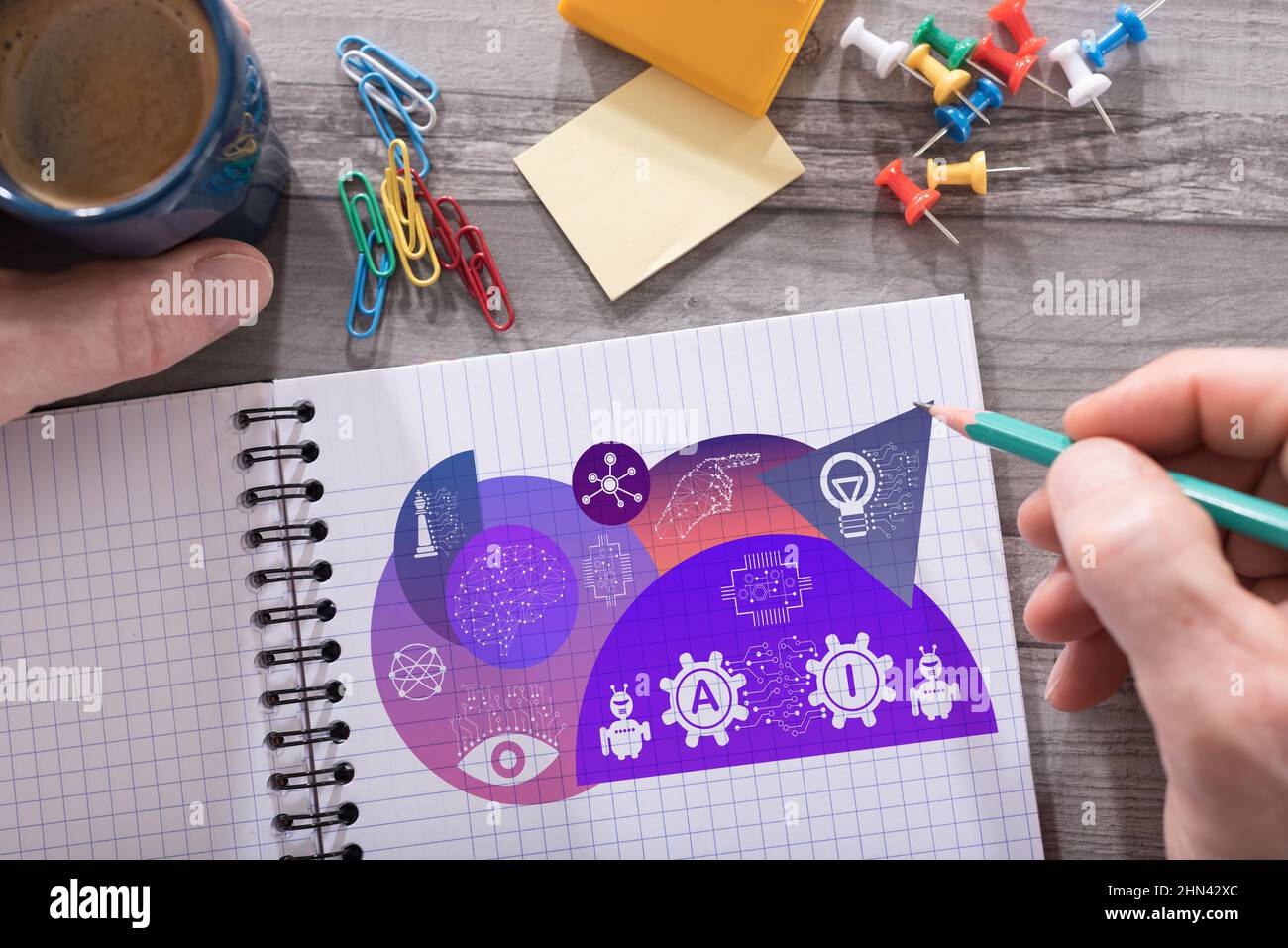 Ai concept drawn on a notepad placed on a desk Stock Photo - Alamy
