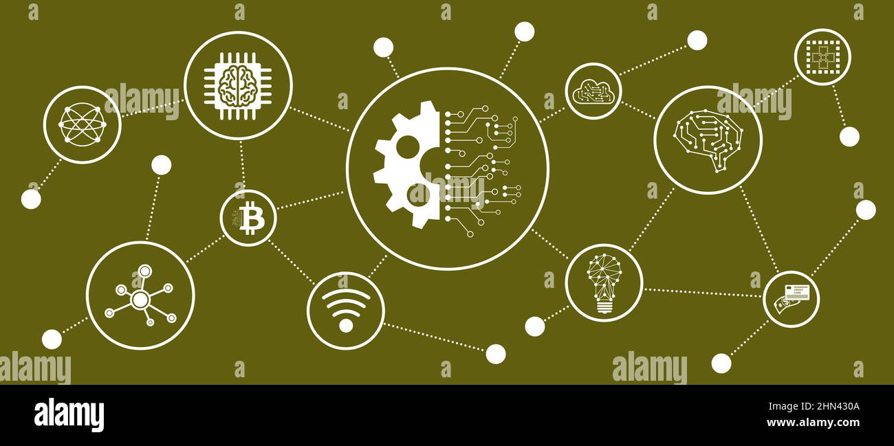 Concept of digital disruption with connected icons Stock Photo - Alamy
