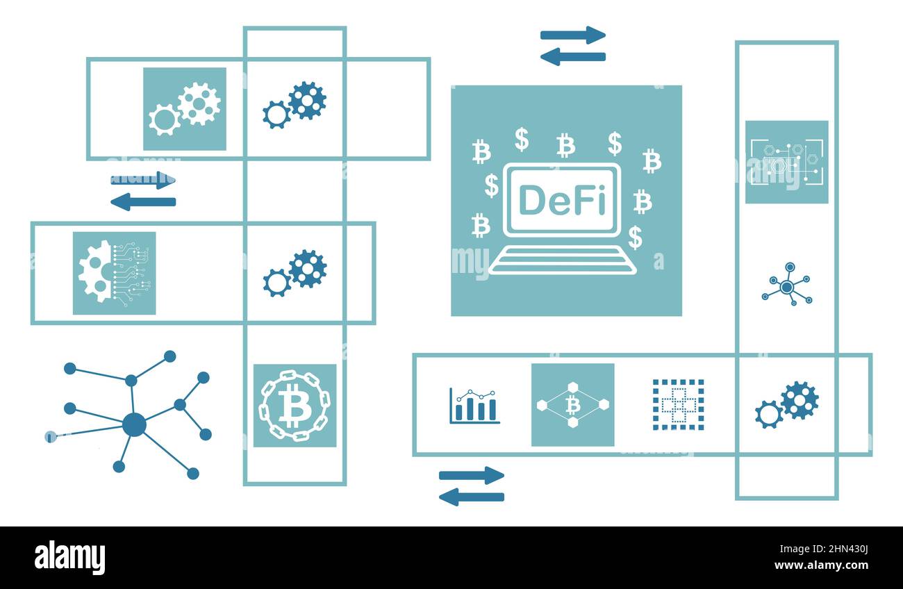 Concept of defi with connected icons Stock Photo - Alamy