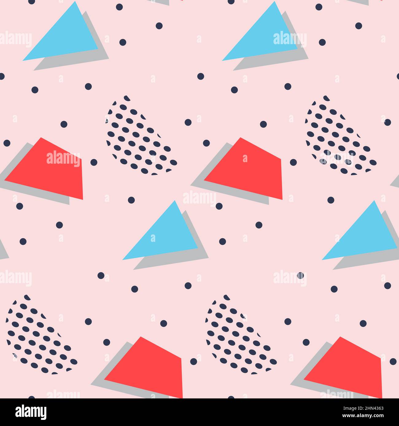 Seamless pattern in minimalistic geometric style. Pink, blue, red and ...