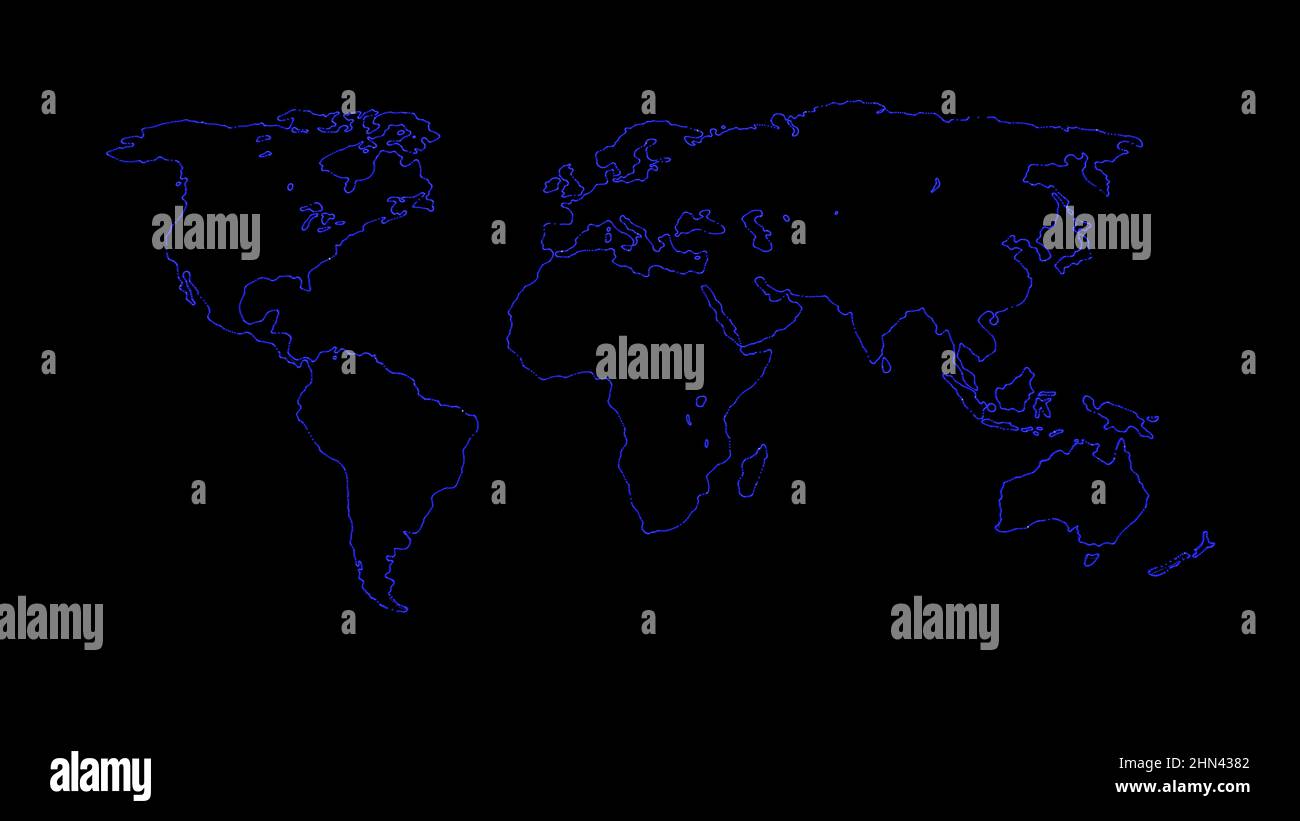 Global technology map 3d. Neon digital map of the Earth with computer ...