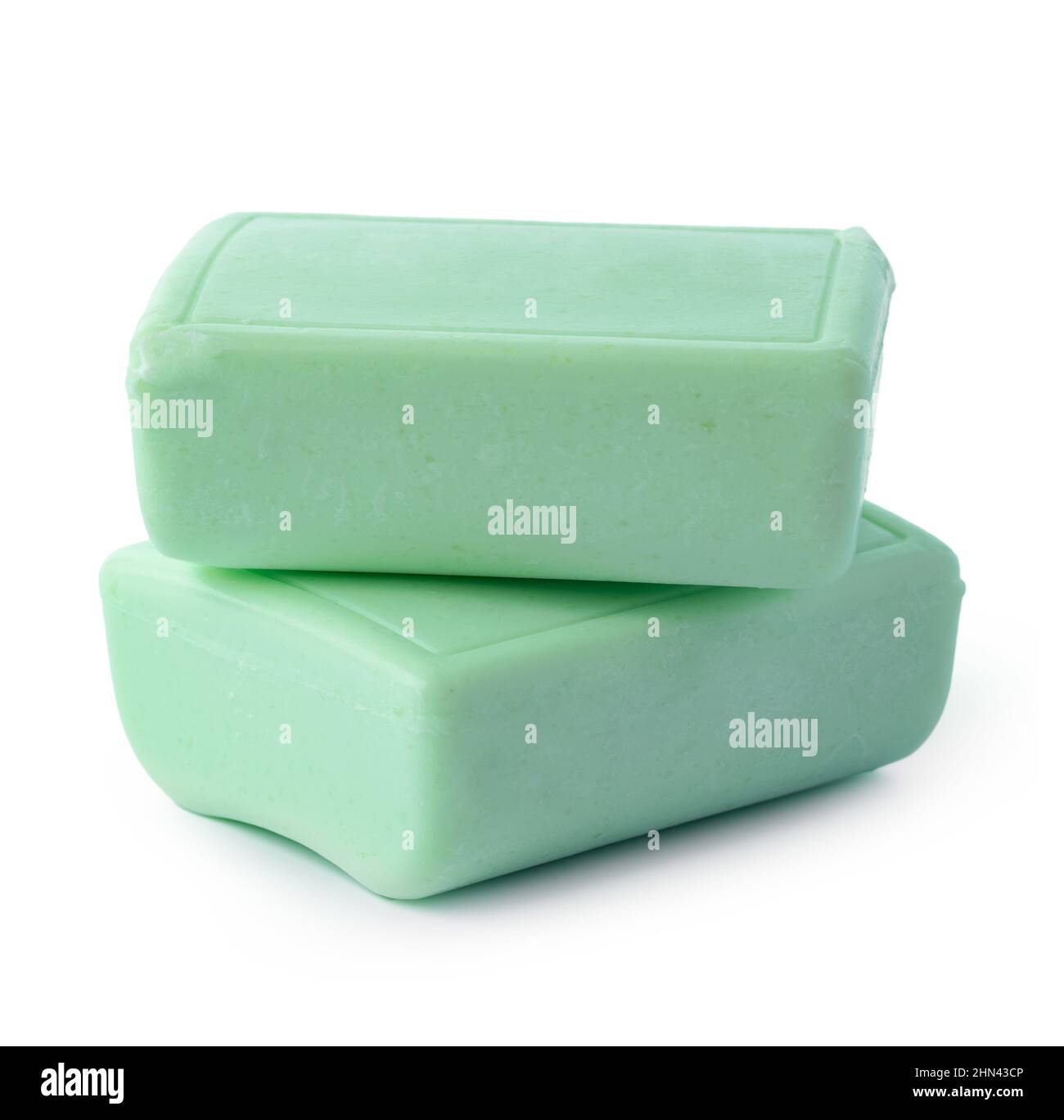 Green soap bars isolated on white background Stock Photo - Alamy
