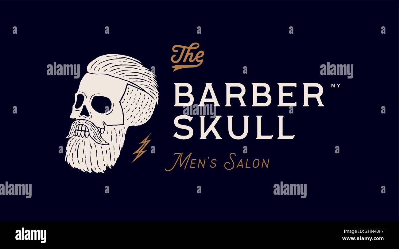 Skull man. Poster of vintage skull man, hipster label, portrait man ...
