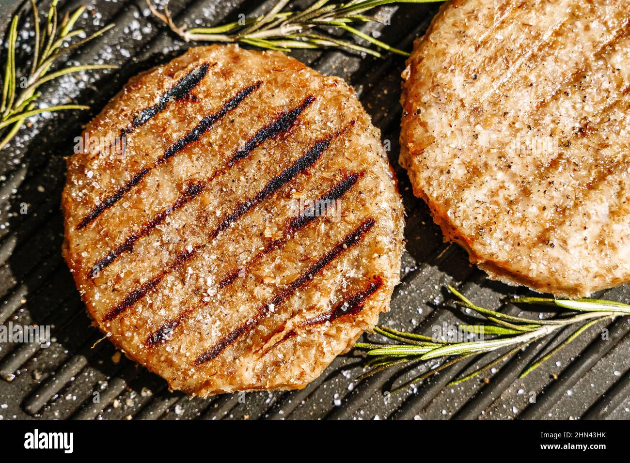 Veggie cutlet is grilled for veg burger. Vegetarian products from plant ...