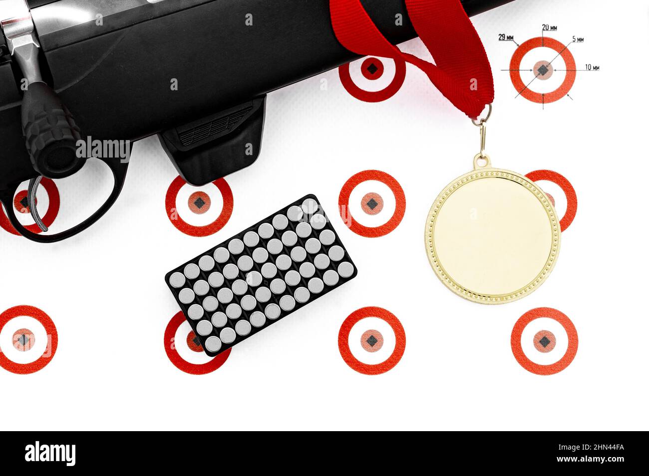 Biathlon rifle barrel Cartridge training competition red circle target ...