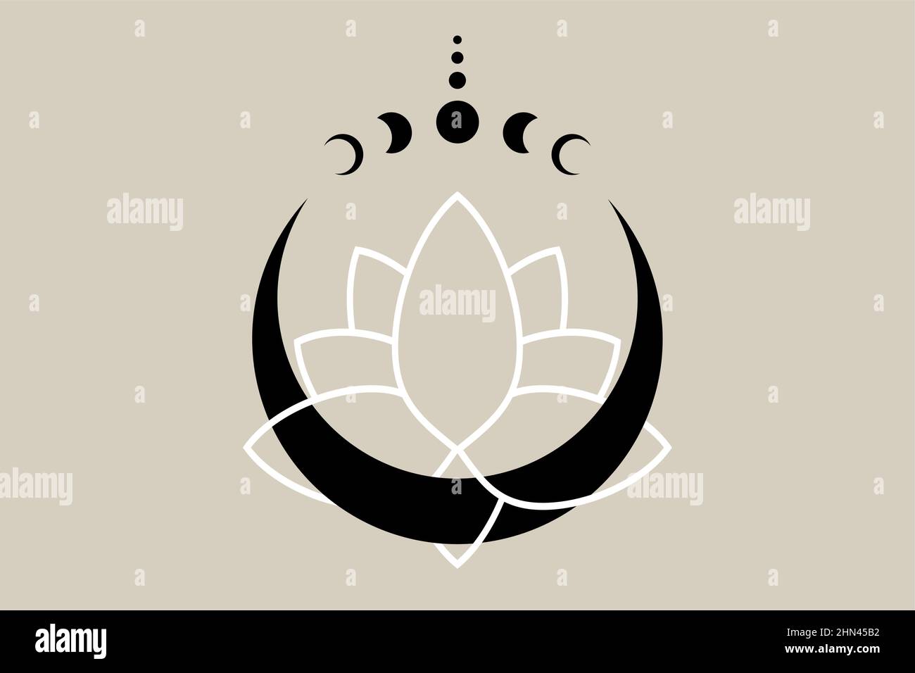 Lotus Flower on Crescent Moon, Mystical Moon Phases, Sacred geometry ...