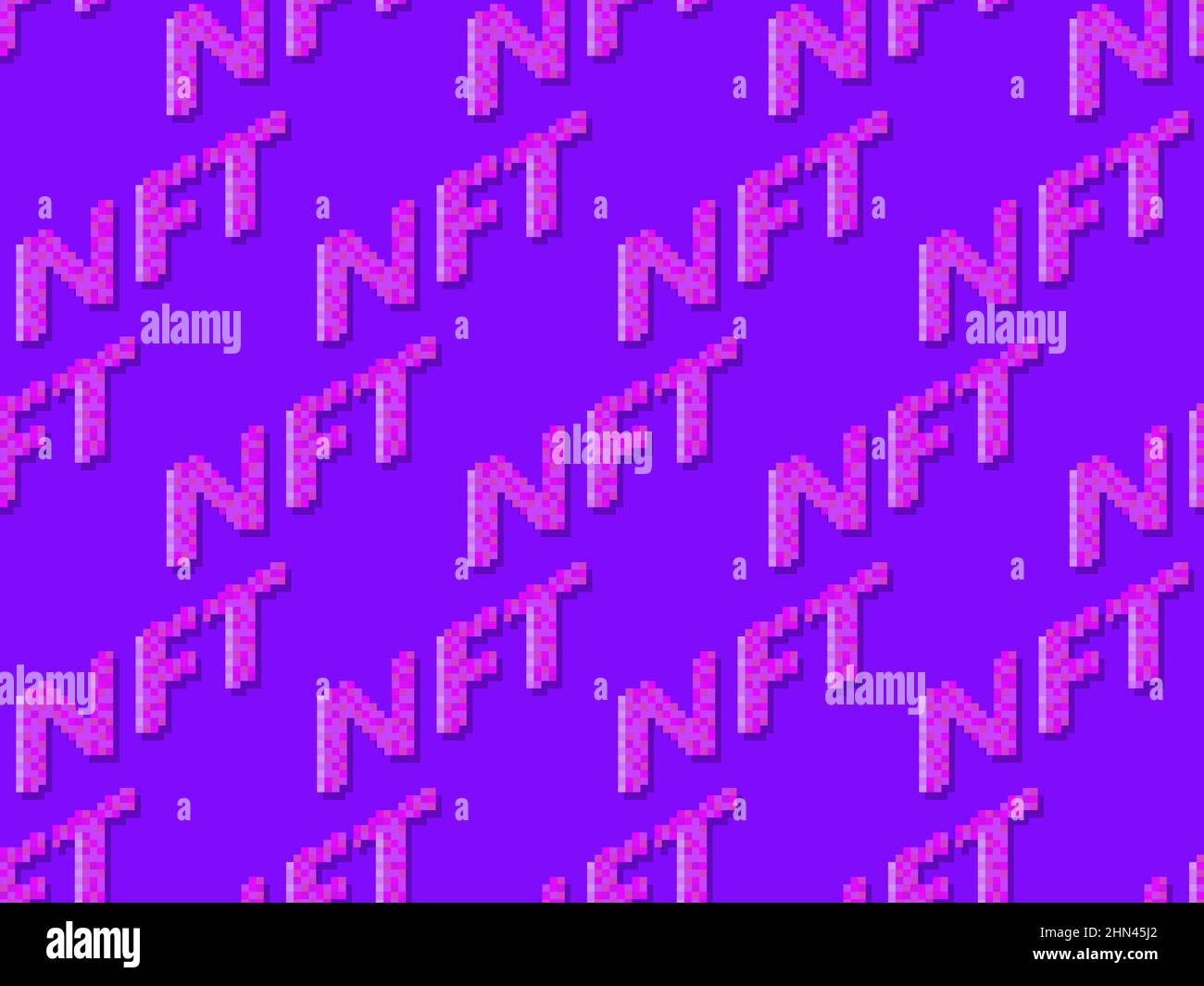 NFT token pixel art isometric text seamless pattern. NFT non-fungible ...