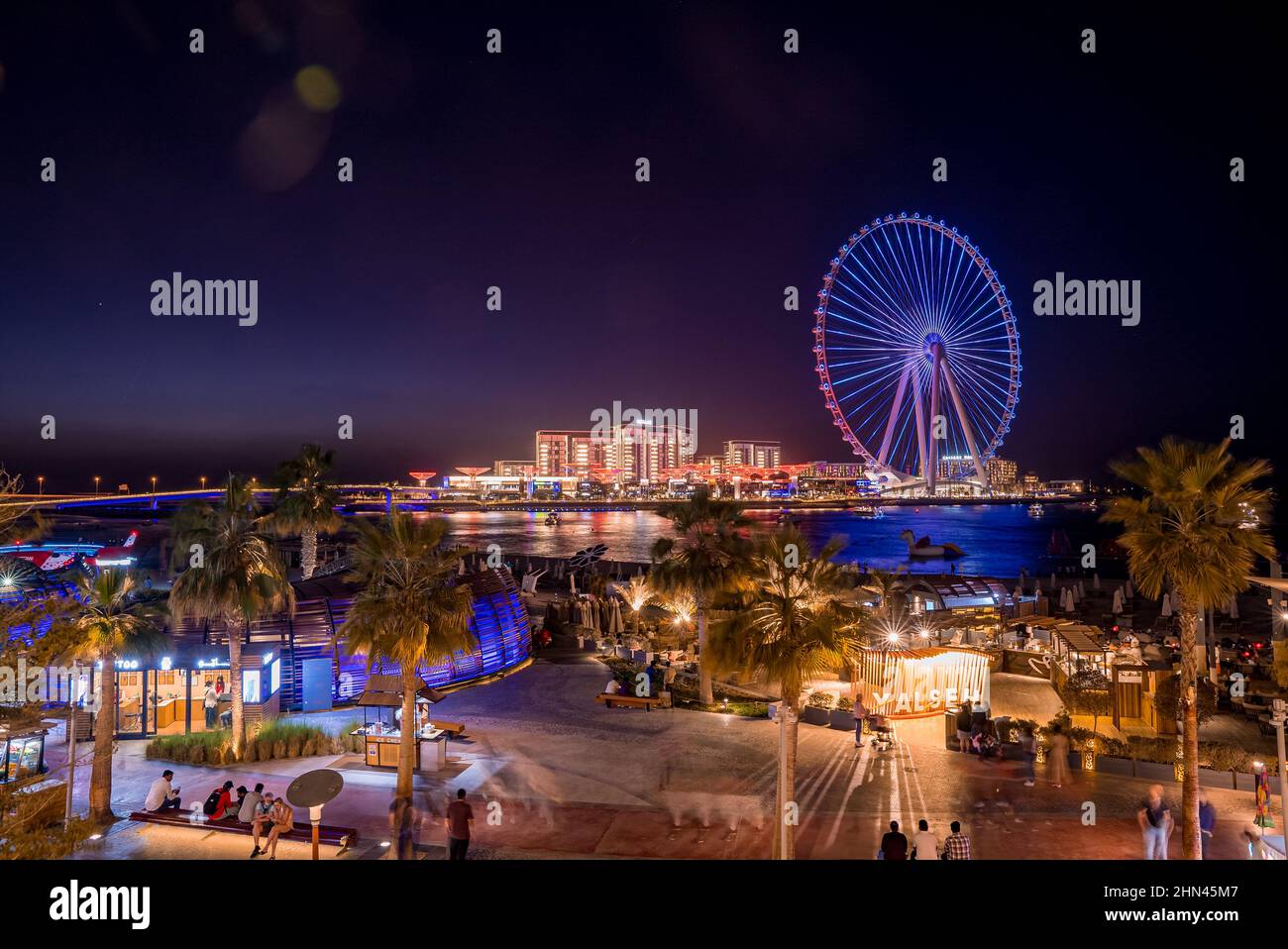 Beautiful Dubai eye or Ain Dubai on the Jumeirah beach at night Stock ...
