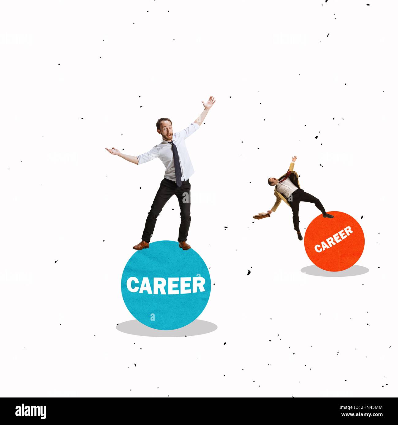 CVreative design. Contemporary art collage. Two men, employees standing ...