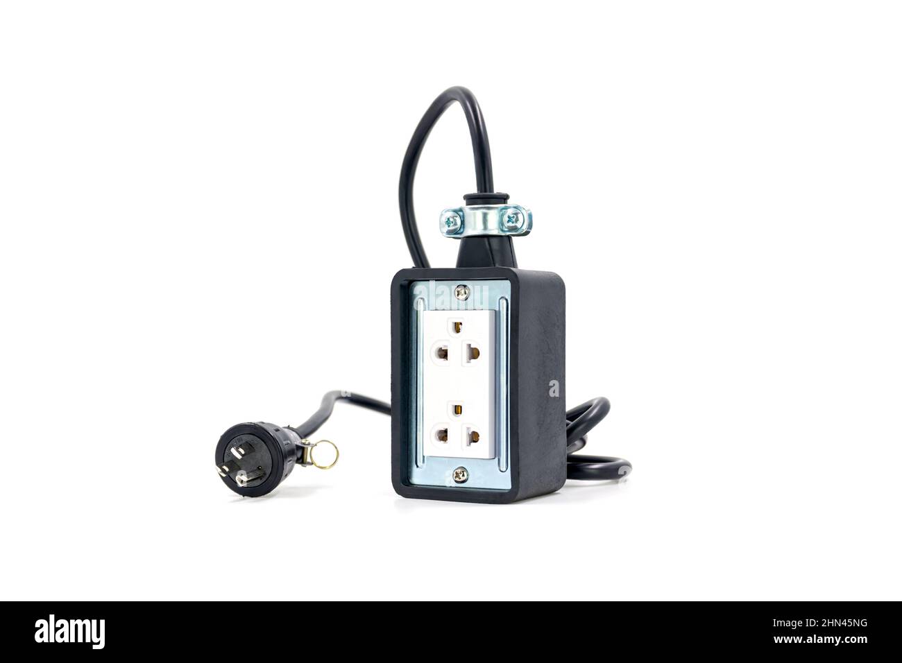 Trailer plug 2 sockets blocks made of rubber isolated on white ...