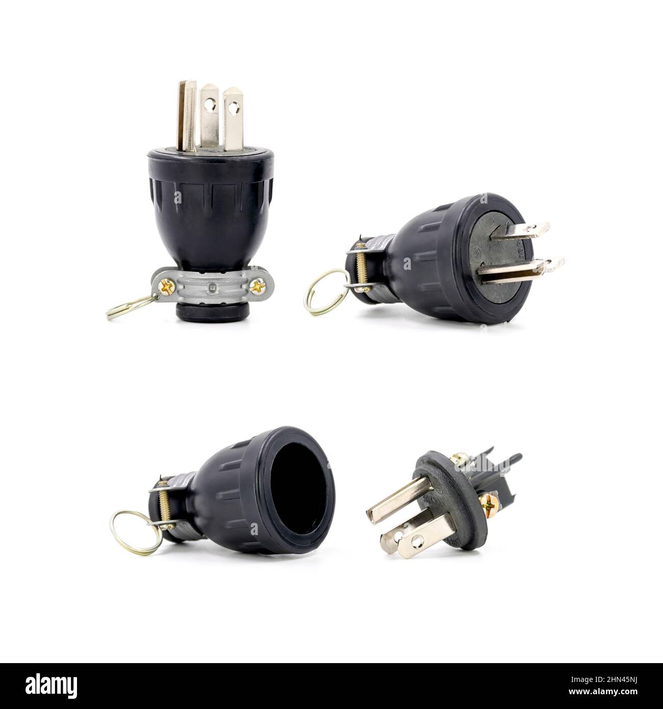 Group of male electrical plug isolated on white background Stock Photo ...