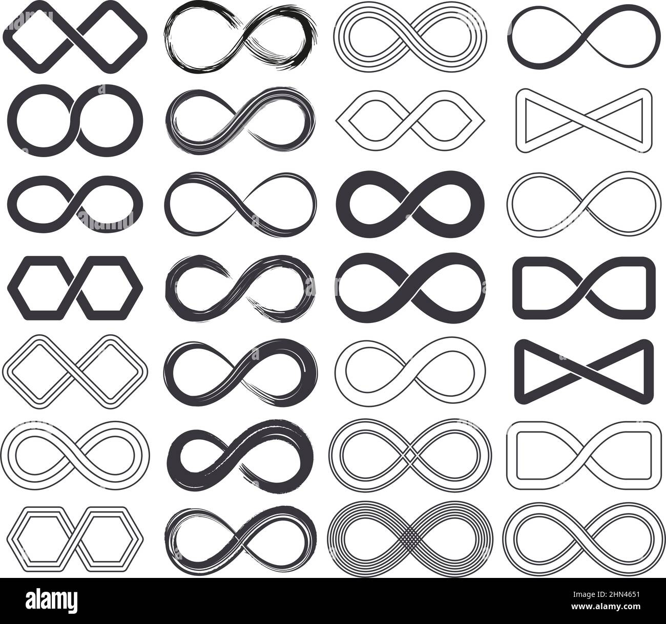 Infinity unlimited symbols, eternal endless cyclical icons. Abstract ...