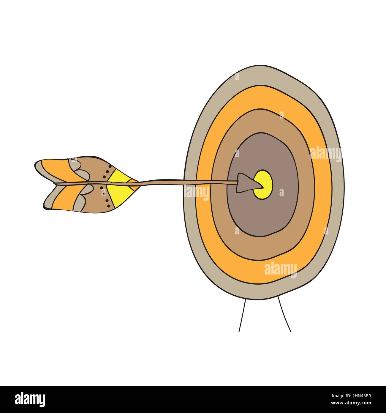 Goal, target, arrow concept. Hand drawn target with arrow sketch ...