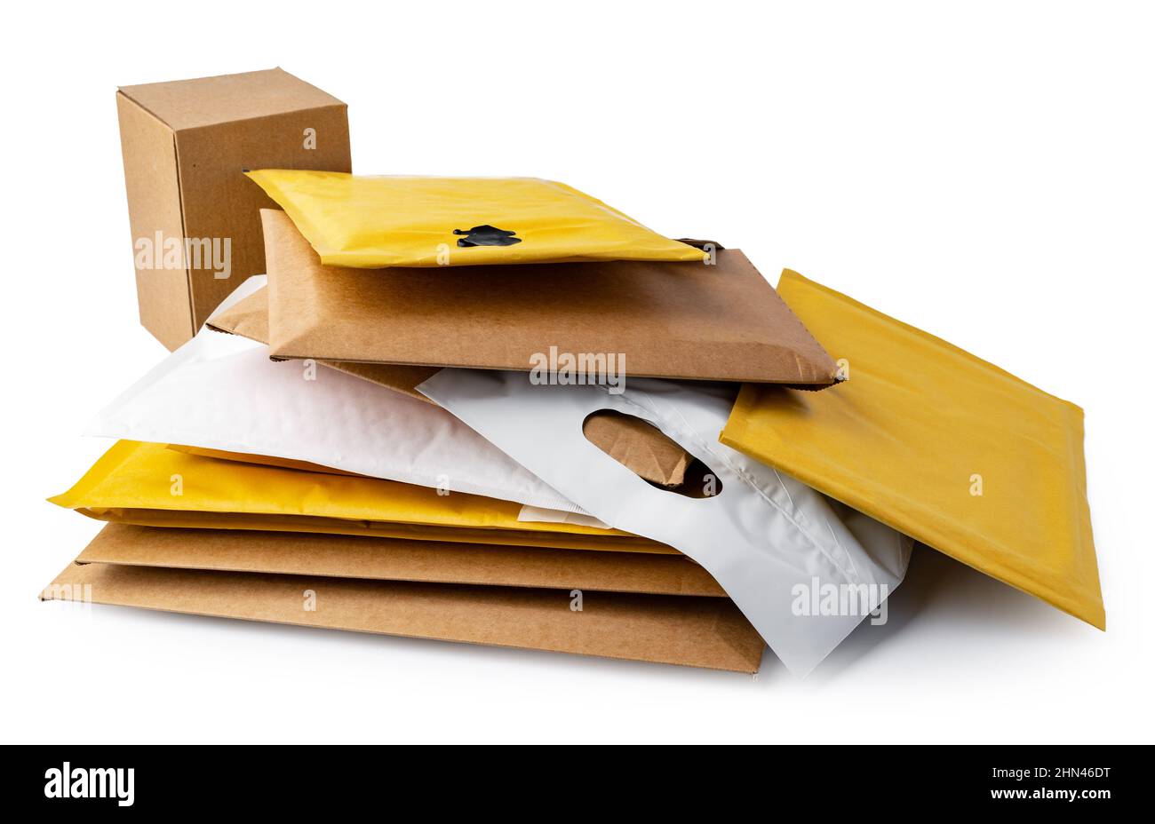 Stack of envelopes on white background Stock Photo - Alamy