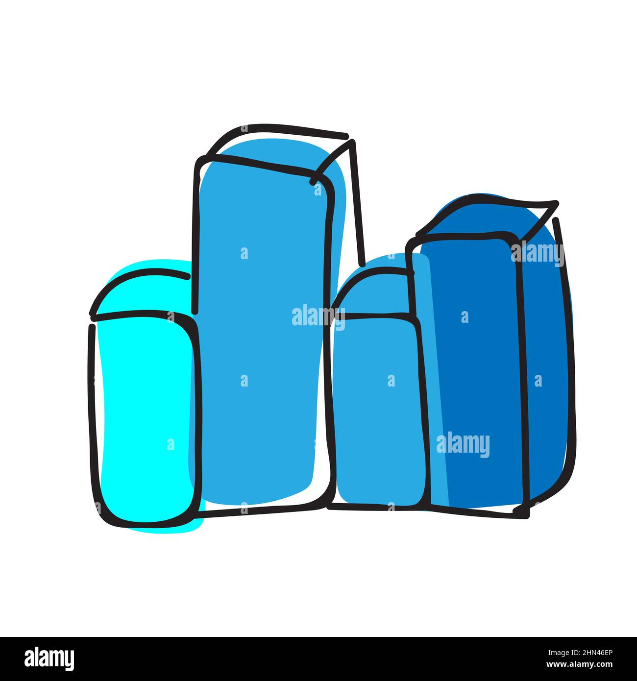 Vector hand drawn diagram, graph or chart of increase, development ...
