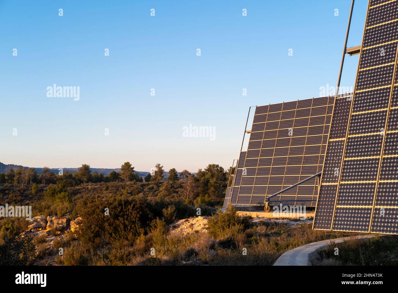 Solar panels in a rural zone in Spain Stock Photo - Alamy