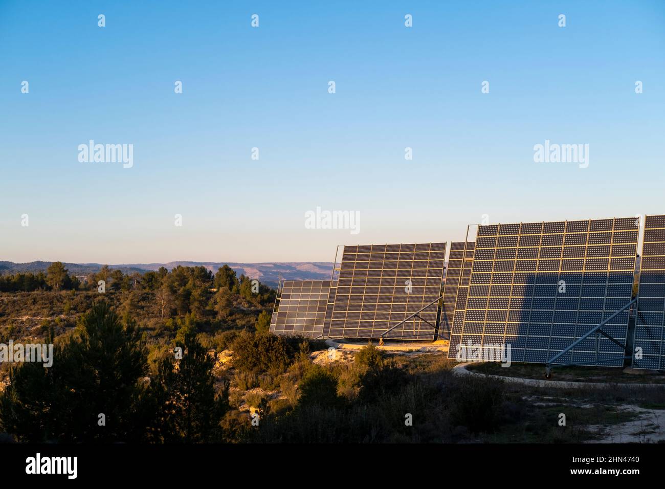 Solar panels in a rural zone in Spain Stock Photo - Alamy