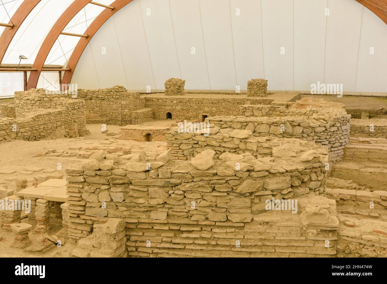 KOSTOLAC, SERBIA - JULY 21, 2019 Ruins of old Roman Bathhouse at ...
