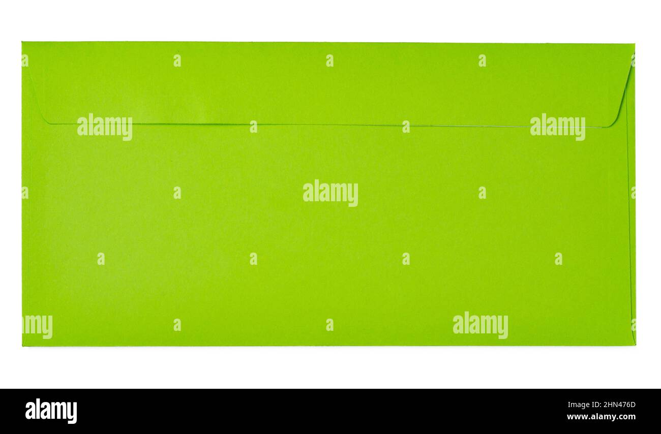 green envelope isolated on white background Stock Photo - Alamy