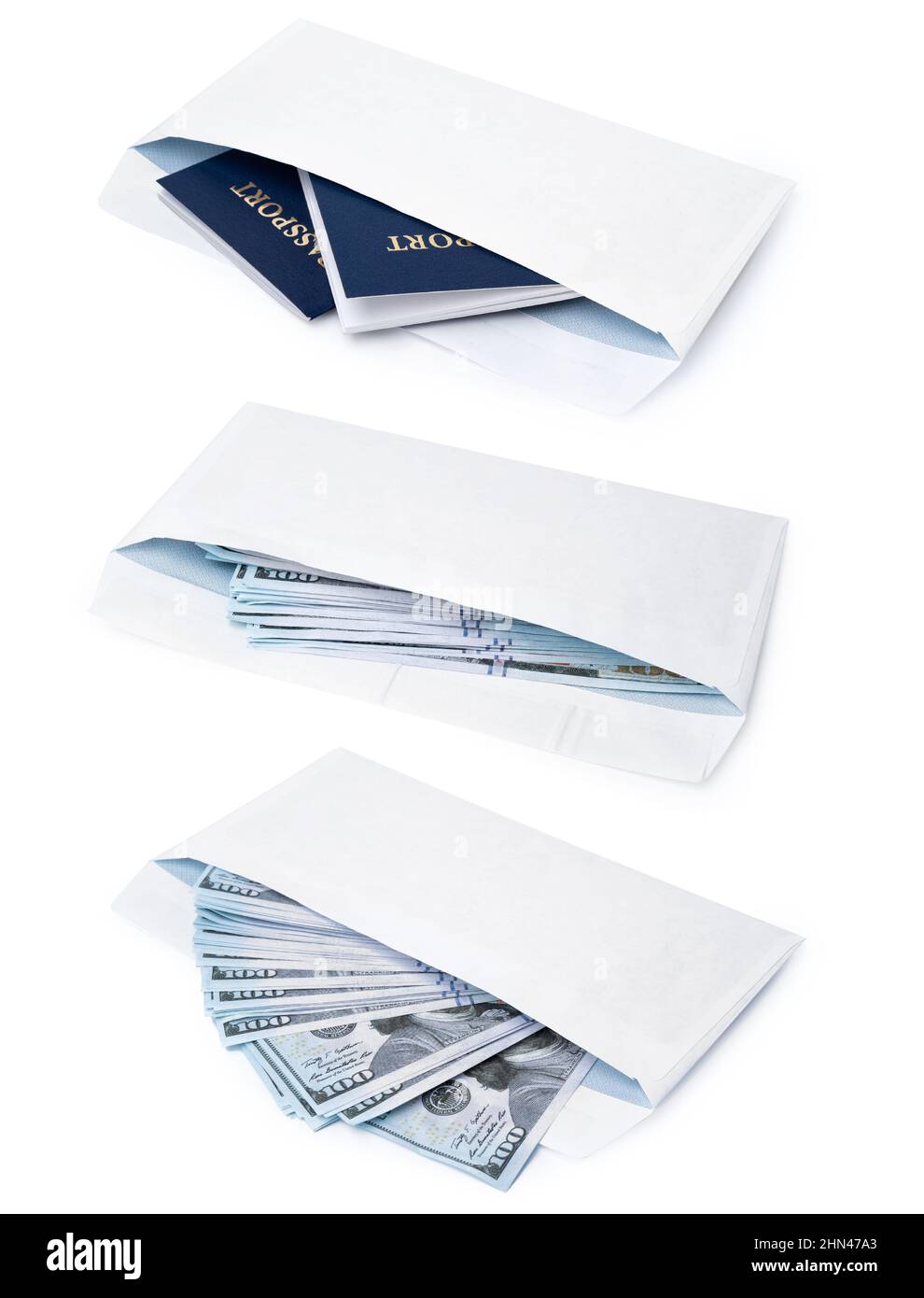 new mail envelope with dollars inside isolated on white background ...