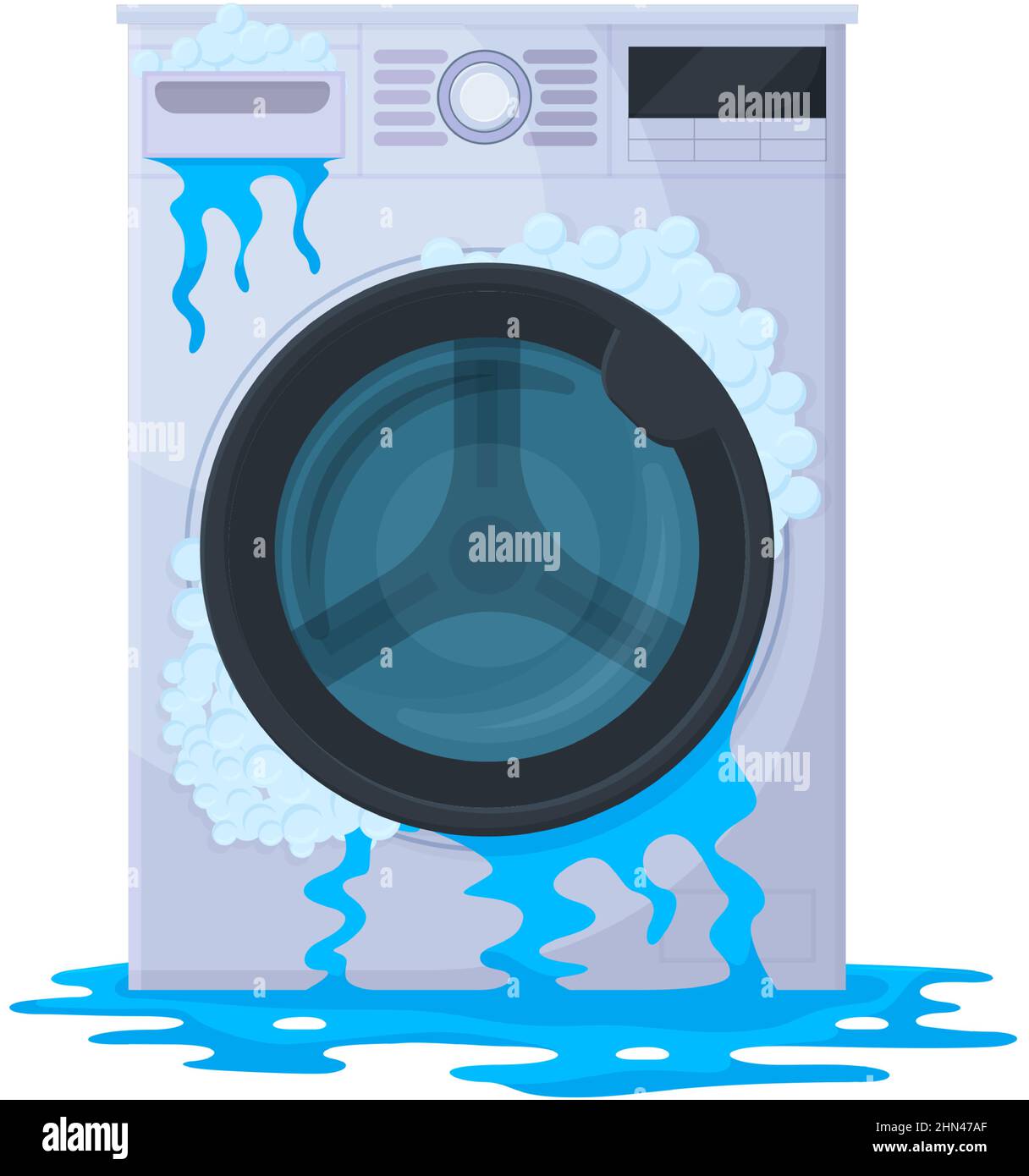 Damaged, leaked washing machine, broken household appliance. Broken ... Damaged, leaked washing machine, broken household appliance. Broken ...