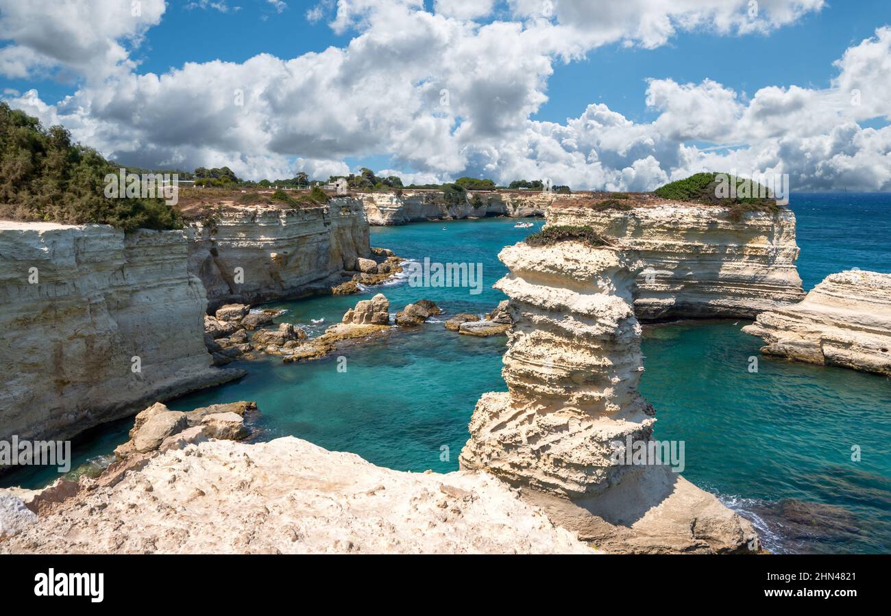 Melendugno,province of Lecce, Puglia, Italy. August 2021. The stacks of ...