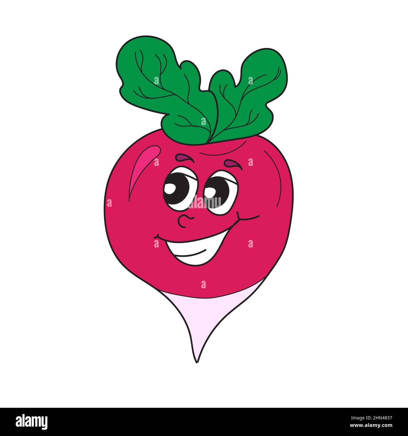Cartoon radish, cute character isolated on white background, vector ...