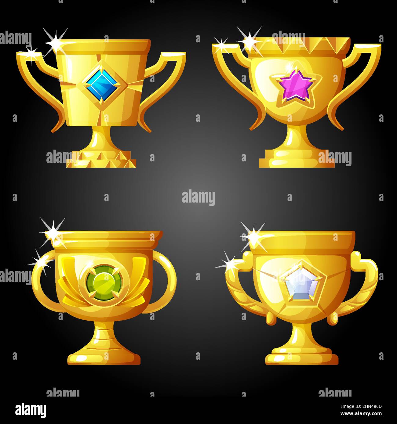 Gold cups of awards with precious stones to play Stock Vector Image ...